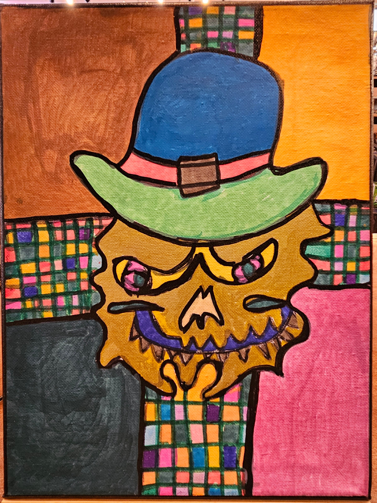Sequoyah Margroski Acrylic Painting on Canvas - "Leprechaun Irish Cros ...