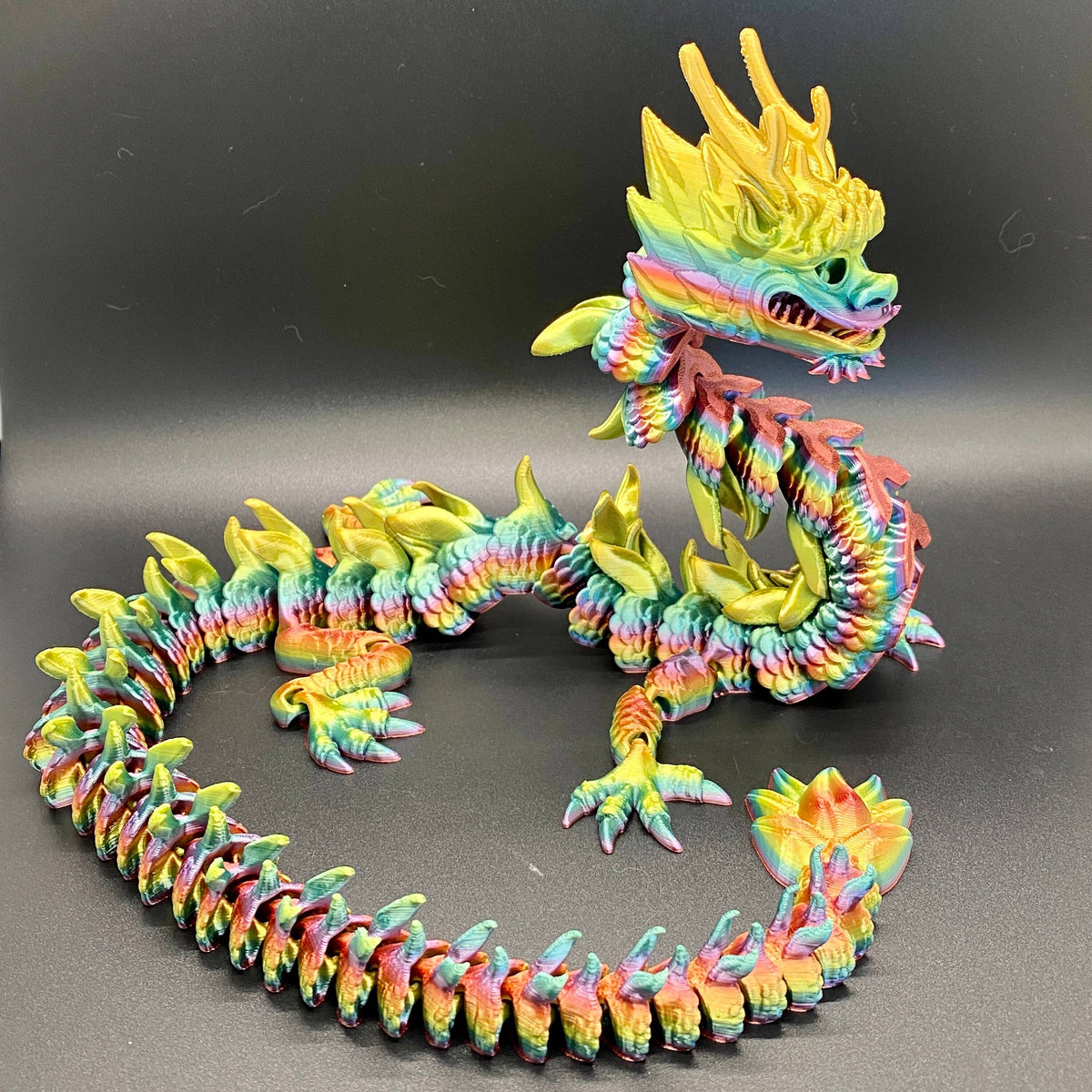 Chinese Imperial Dragon 3D Printed Articulated Fidget: Silk PURPLE / L ...