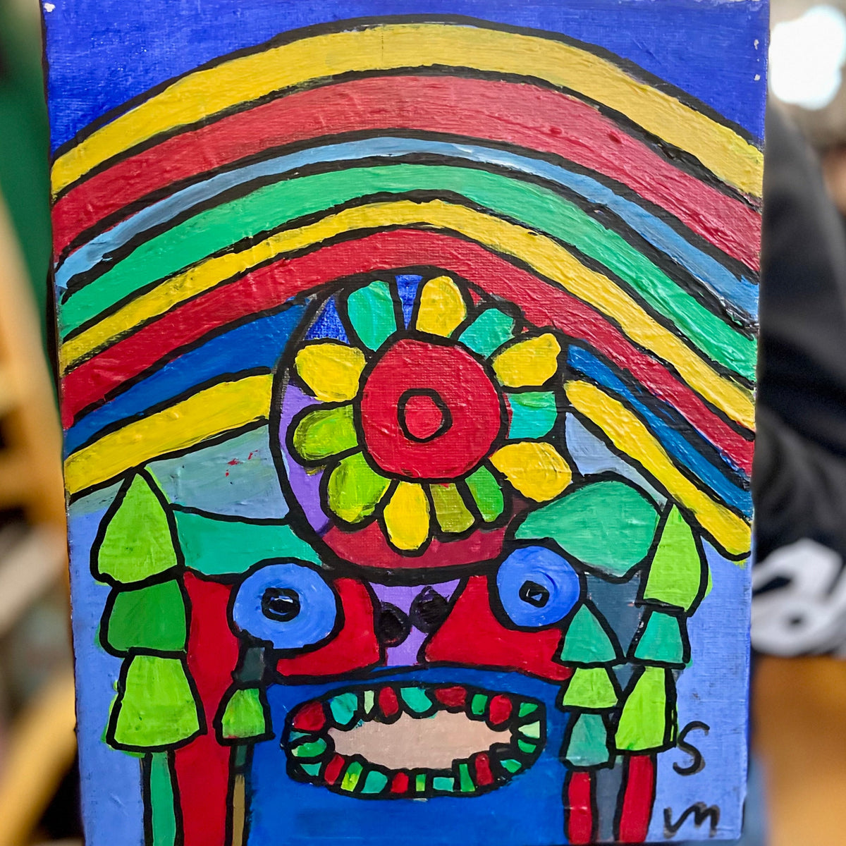Sequoyah Margroski Acrylic Painting on Canvas - "Monster House w/ Rain ...