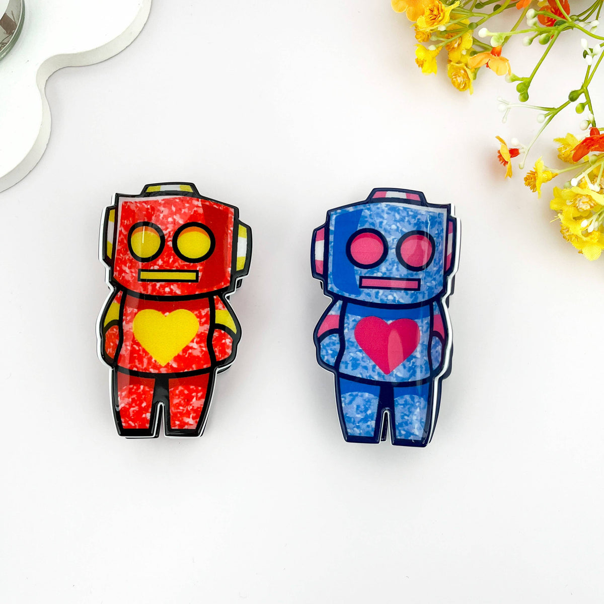 Heart Rust Cute PVC Robot Hair Claw Clip: Blue | Madam Clutterbucket's ...