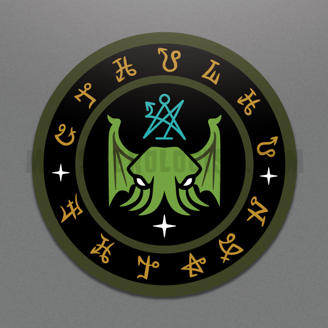 Cthulhu Fhtagn Circle Sticker | Madam Clutterbucket's Neurodiverse Universe